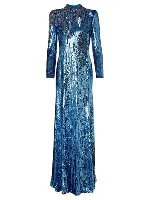 Jenny Packham Embellished Gown - Blue