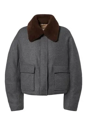 Brunello Cucinelli Shearling-trimmed Alpaca-blend Down Jacket - Grey
