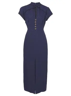 Alessandra Rich Silk Jacquard Midi Dress - Blue
