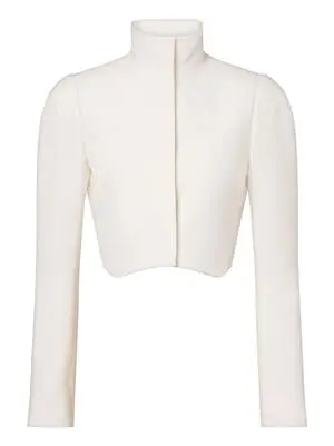 Alaïa Cropped Wool Crêpe Jacket - White