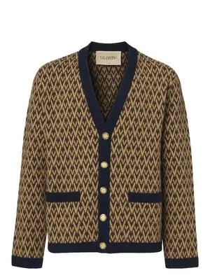 Valentino Garavani Jacquard Virgin Wool Cardigan - Multicoloured