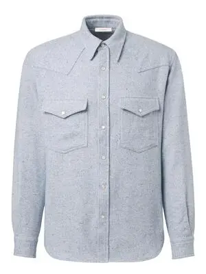 UMIT BENAN Kevin Cashmere And Silk Western Shirt - Blue