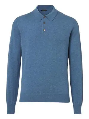 Rubinacci Rubinacci Green Cashmere Polo Sweater Blue