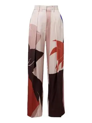 Victoria Beckham Printed Satin Wide-leg Pants - Multicoloured