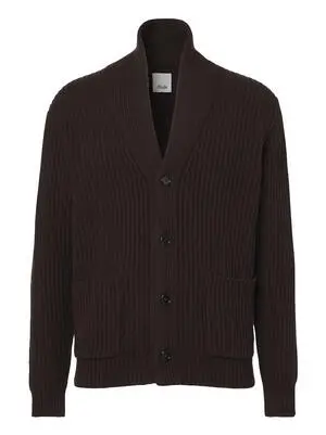 ALLUDE Ribbed Knit Wool And Cashmere Cardigan - Brown