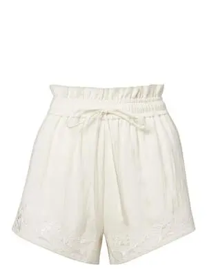 XU ZHI Floral Embroidered Shorts - White