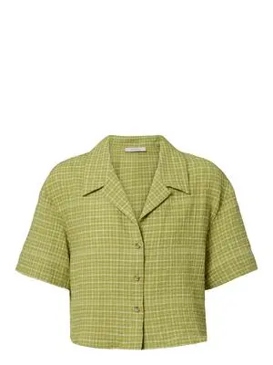 Asceno Checked Cotton Bowling Shirt - Green
