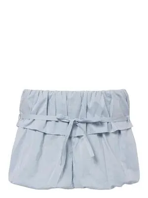 Magda Butrym Belted Striped Cotton And Silk Shorts - Blue
