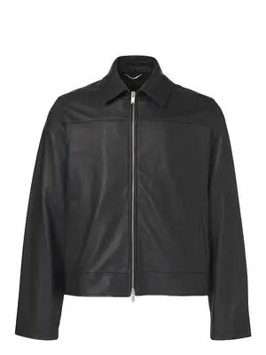 LARDINI Leather Zip-up Jacket - Black