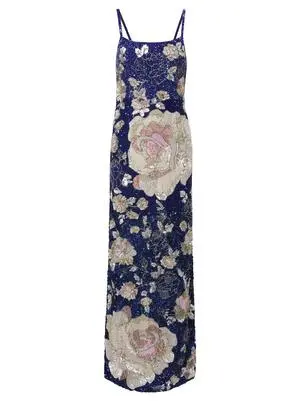 LA FUORI Sequined Floral Gown - Blue
