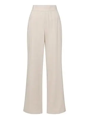Eleventy Wool And Cashmere Wide-leg Pants - Beige
