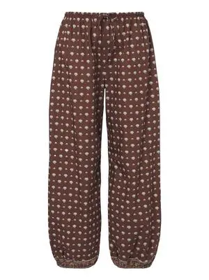 DÔEN Doen Yarrow Printed Cotton Straight Pants Brown