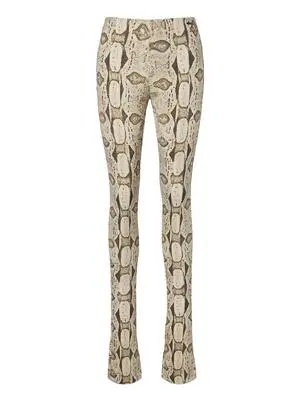 Gucci Snake-print Skinny Pants - Beige