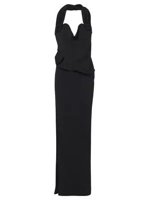 Magda Butrym Wool-blend Gown With Floral Appliqu - Black