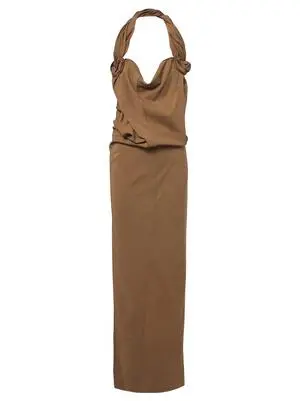 Magda Butrym Wool-blend Gown With Floral Appliqu - Brown