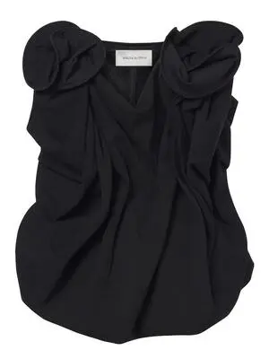 Magda Butrym Floral-appliqué Wool-blend Bustier Top - Black