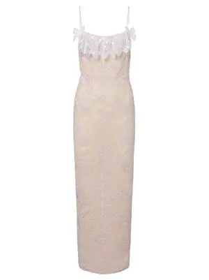 Alessandra Rich Alessandra Rich Lavender Ruffled Sequined Lace Slip Dress Grey
