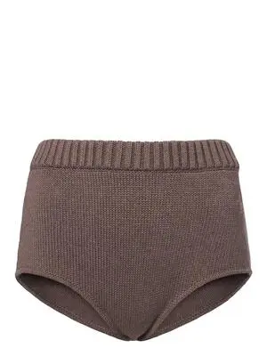 Magda Butrym Ribbed-knit Cotton Shorts - Brown