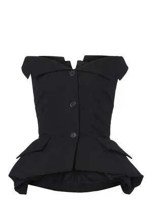 Magda Butrym Peplum Cotton Bustier Top - Black