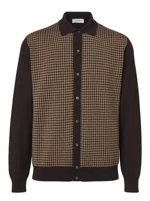 LARDINI Lardini Houndstooth Wool Cardigan