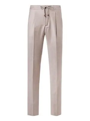SLOWEAR Virgin Wool Flannel Slim Pants - Beige