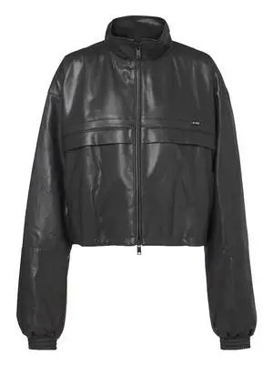 Prada Cropped Leather Jacket - Black