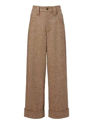 Brunello Cucinelli Monili Wool-blend Flannel Wide-leg Pants - Beige