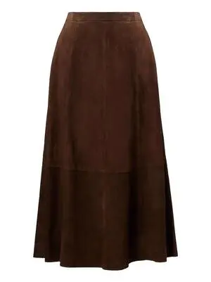 Vince Vince Suede Midi Skirt Brown