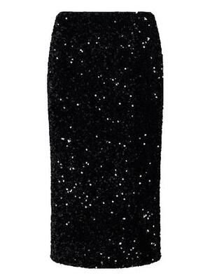 VICOLO Sequinned Midi Skirt - Black