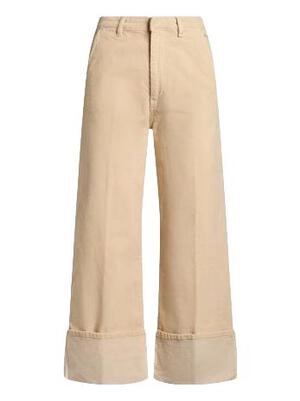 OTTOD'AME Cotton Blend Corduroy High Waisted Straight Leg Pants - Beige