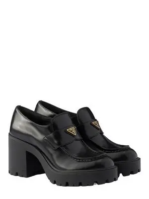 PRADA Prada Brushed Leather Loafers With Block Heel