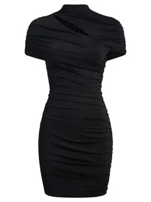 Balmain Draped Jersey Bodycon Dress - Black