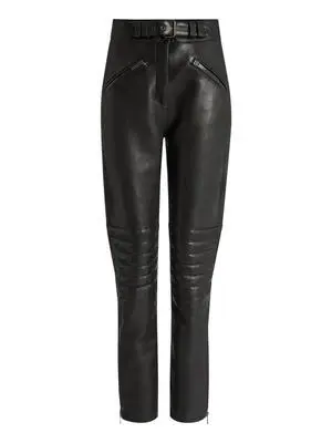 Balmain Lambskin Biker Trousers - Black