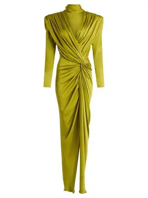 Balmain Long Silk Chiffon Dress - Green