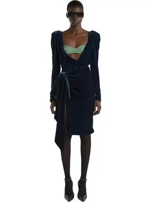 BALMAIN Balmain Velvet Dress With Lace Bra And Tie Detail