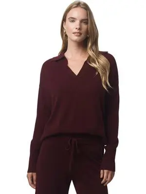 Splendid Tori Cashmere Polo Sweater - Black