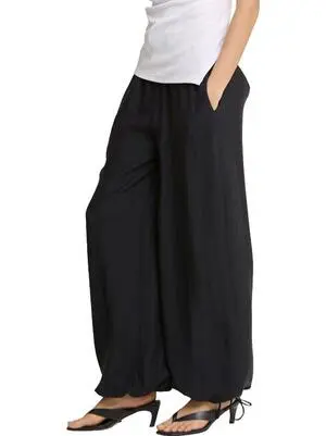NOBODY'S CHILD Violet Cuffed Wide Leg Trousers - Black