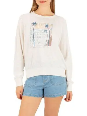 Hurley Palm Cove Cotton Slub Graphic Sweater - Cream