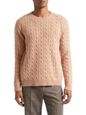 Valentino Garavani Vlogo Signature Cabled Virgin Wool Crewneck Sweater - Rose