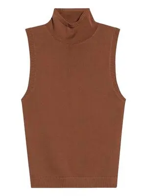 Staud Montclair Turtleneck Sweater Vest - Cigar