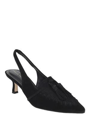 Pelle Moda Kesia Slingback Kitten Heel Pump With Tassels - Black