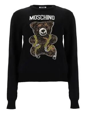 Moschino Teddy Bear Appliqué Knit Sweater - Black