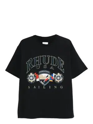 Rhude Sailing-themed Graphic Crew Neck T-shirt - Nero
