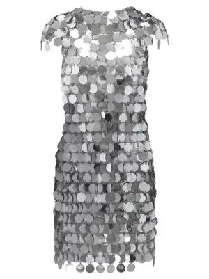 Rabanne Sequin Disc Off-the-shoulder Mini Dress - Silver