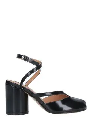 MAISON MARGIELA Leather Heeled Shoes With Sheepskin Lining - Black