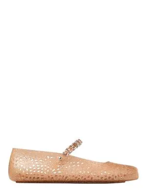 JIMMY CHOO JIMMY CHOO Crystal Embellished Jelly Flats Beige