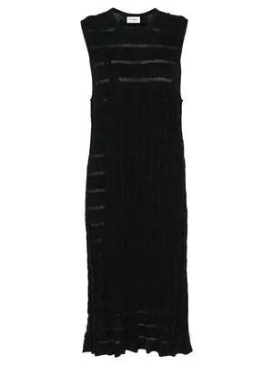 FERRAGAMO Cable Knit Midi Dress - Black