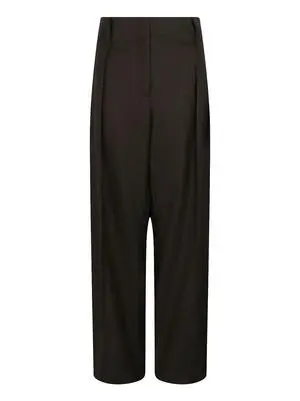 FERRAGAMO High-waisted Wool Pants - Grey