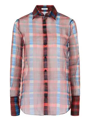 FERRAGAMO August Organza Check Button-front Shirt - Cream