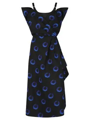 Alexander McQueen Printed Midi Dress - Black